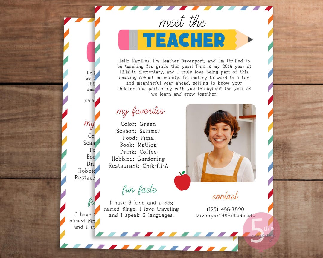Meet the Teacher Template: Back to School Introduction Sheet (corjl ...