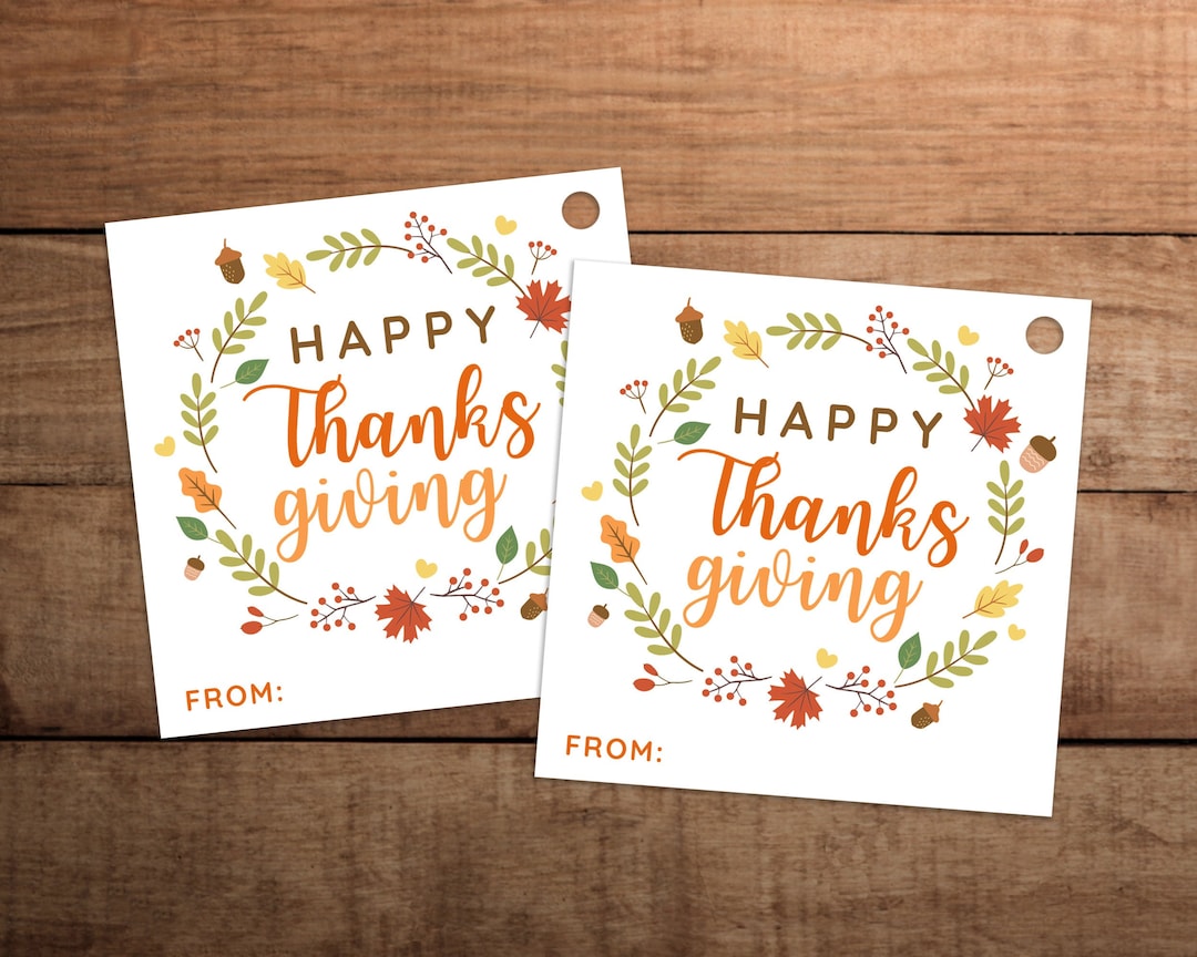 Happy Thanksgiving Gift Tag Printable for Friends Staff Employee Nurse ...
