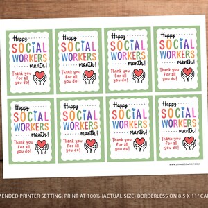 Social Worker Appreciation Month Thank You Gift Tag Printable - Etsy