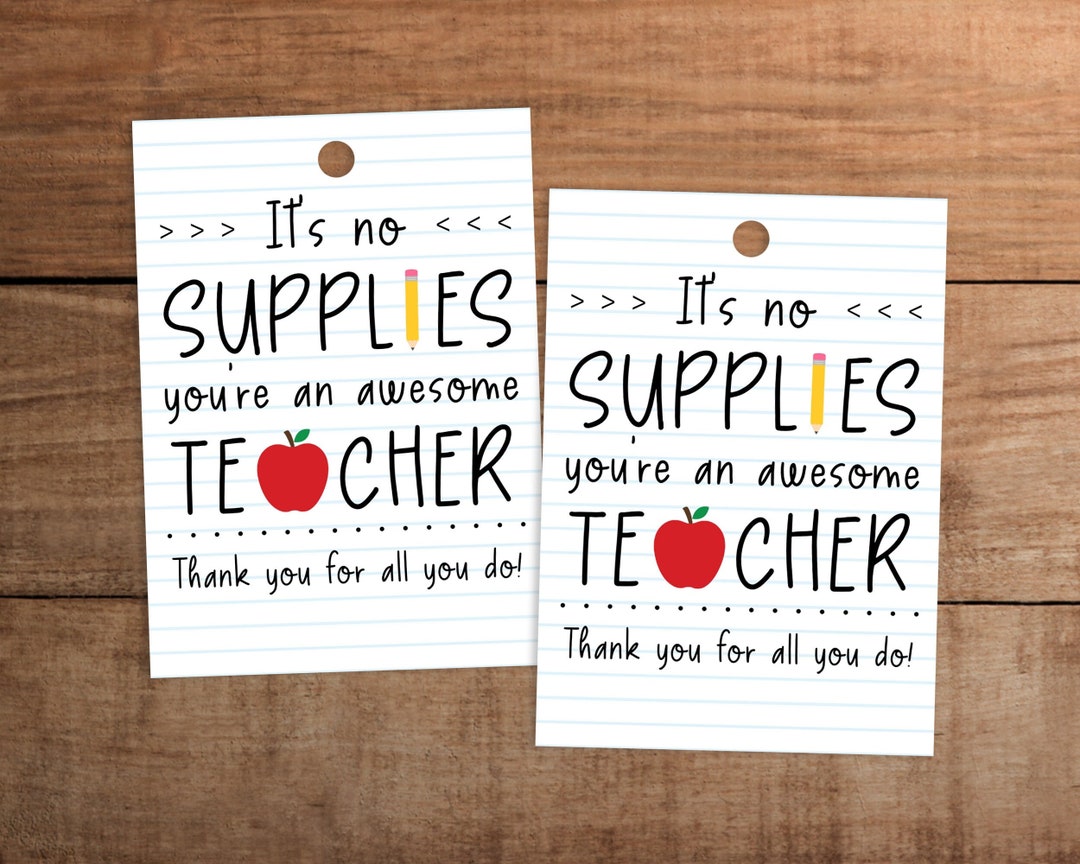 Teacher Appreciation Gift Tag Printable School Office Supplies Flair ...