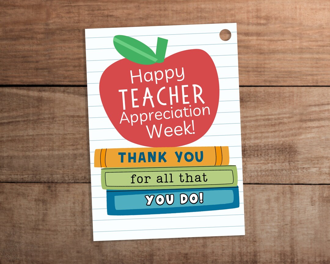 Teacher Appreciation Week Gift Tag Printable Instant Download Thank You ...