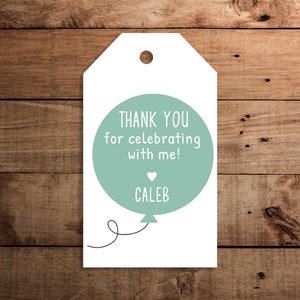Editable Balloon Theme Birthday Party Favor Goody Bag Gift Tag ...
