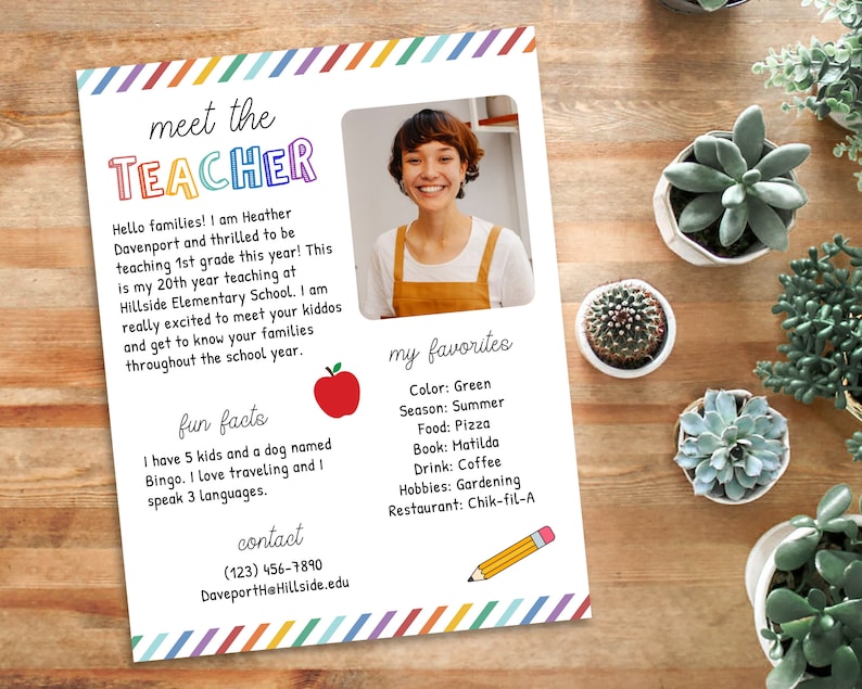 Editable Meet the Teacher Printable Template, Back to School, Open ...