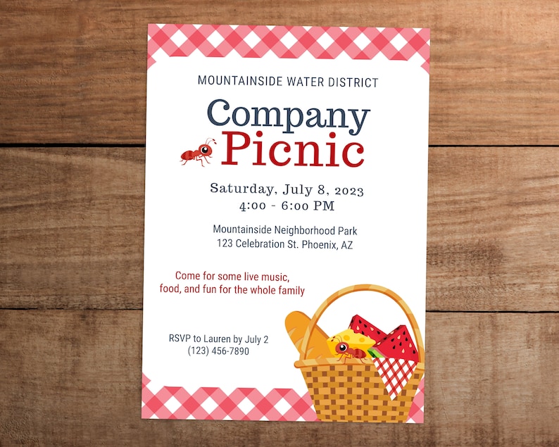 Company Picnic Invitation Template Printable for Employee - Etsy