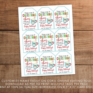 Editable Christmas Gift Tag Printable for Coffee Hot Cocoa - Etsy