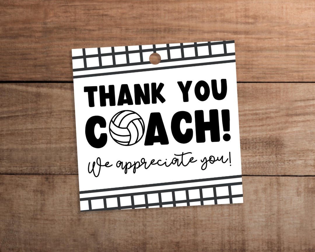 Volleyball Coach Appreciation Gift Tag Printable Thank You Label - Etsy