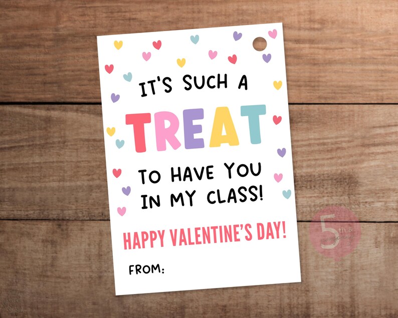 Valentine Teacher Gift Tag Printable Classroom Valentine's Candy Hearts ...