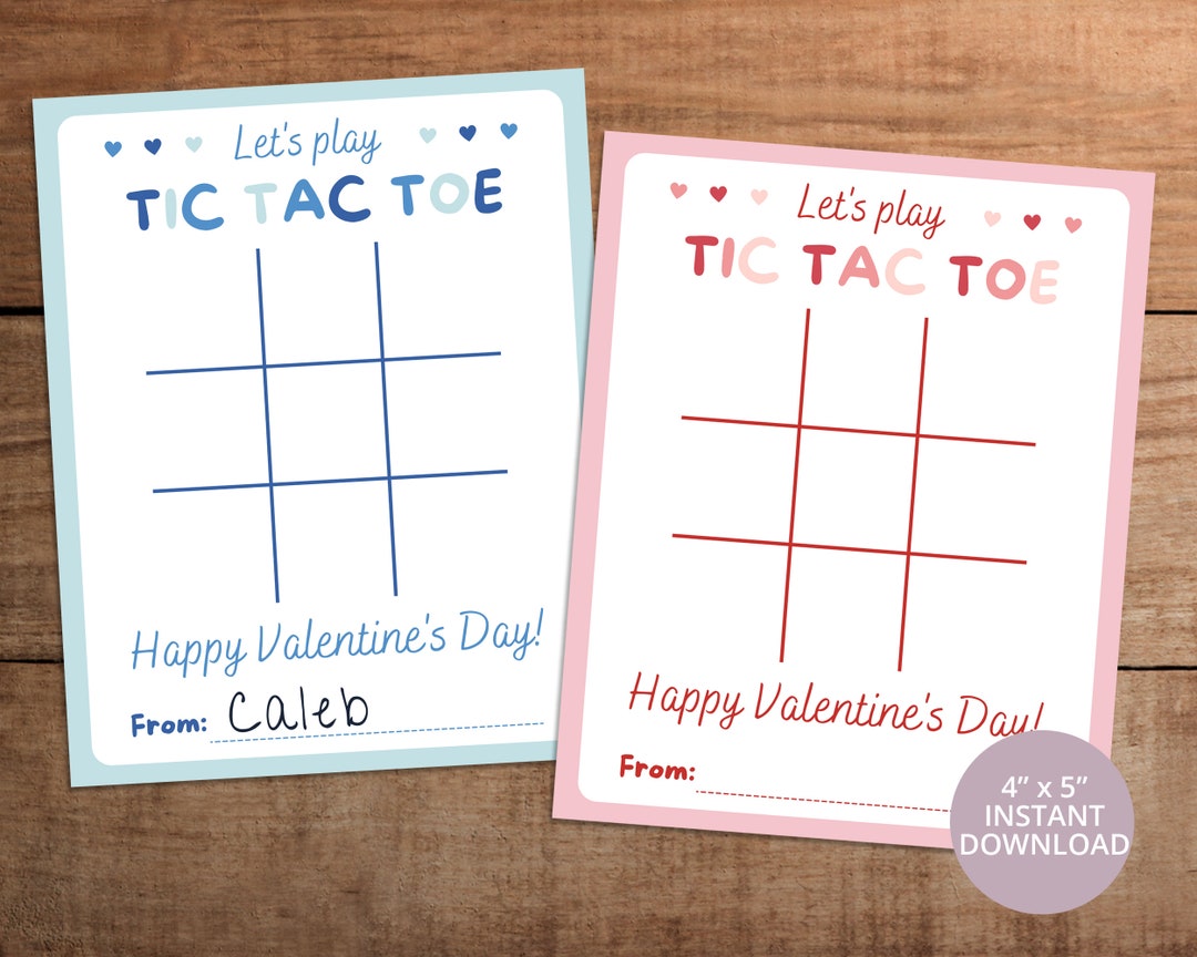 Tic Tac Toe Valentines Day Card Printable Kids Class Exchange Classroom ...