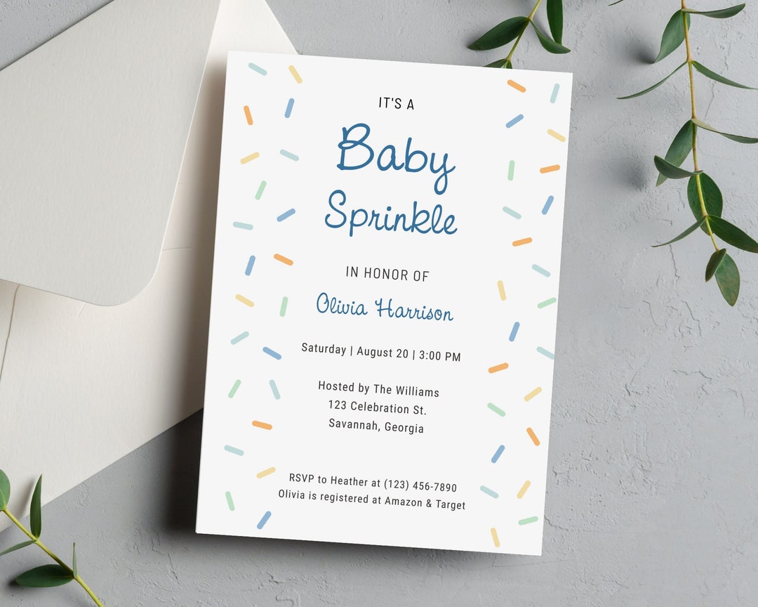 Editable Baby Sprinkle Party Invitation Template Printable Baby Boy ...