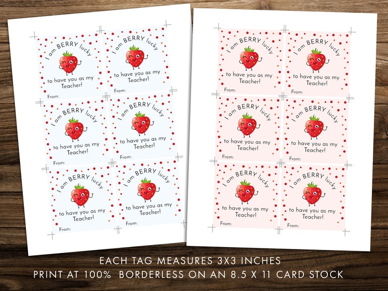 Strawberry Teacher Appreciation Gift Tags: Berry Lucky Printable (PDF ...