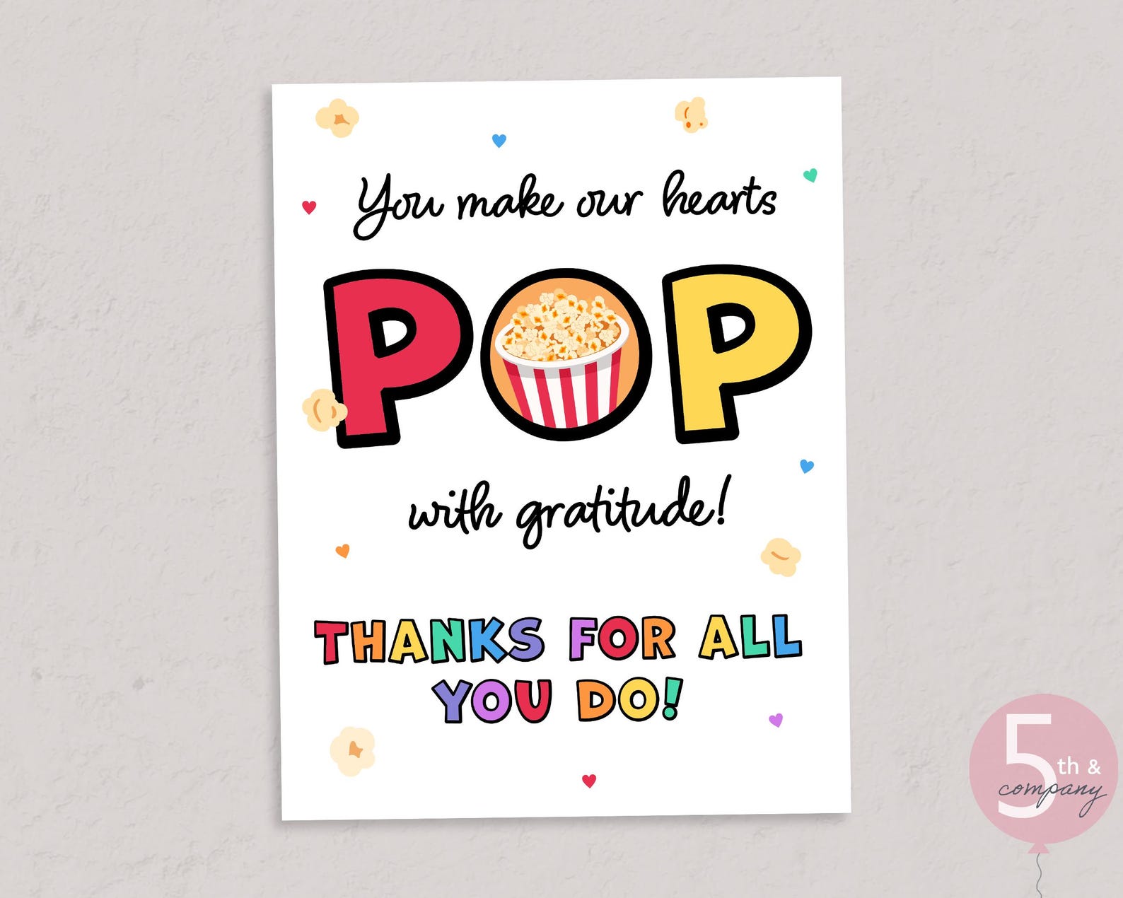 Popcorn Appreciation Sign Printable: Staff, Teachers, Nurses (PDF) - Etsy