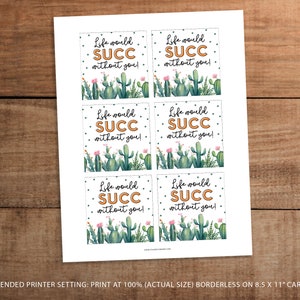 Succulent Gift Tag Printable for Coworker Staff Employee Teacher Nurses ...