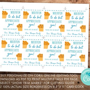 Muffin Gift Tag Printable for Teacher Nurse Staff Employee Team Member ...