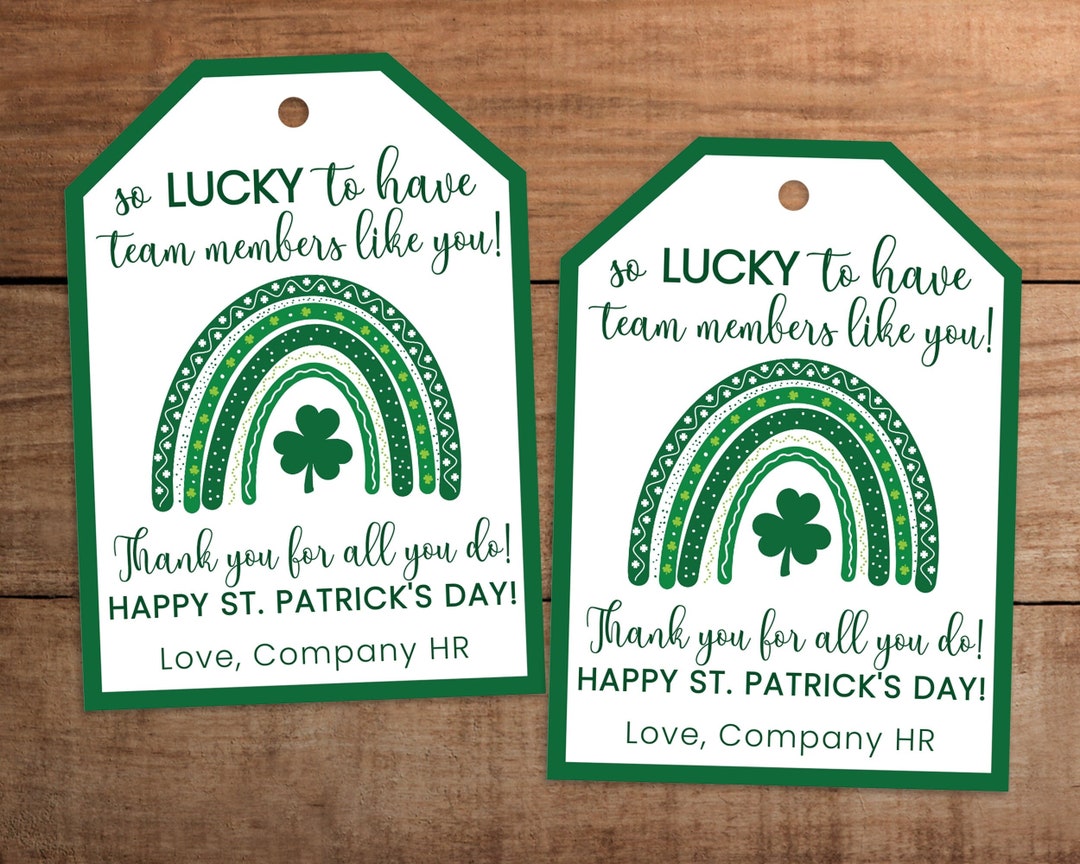Editable St. Patrick's Day Thank You Gift Tag Printable for Staff ...