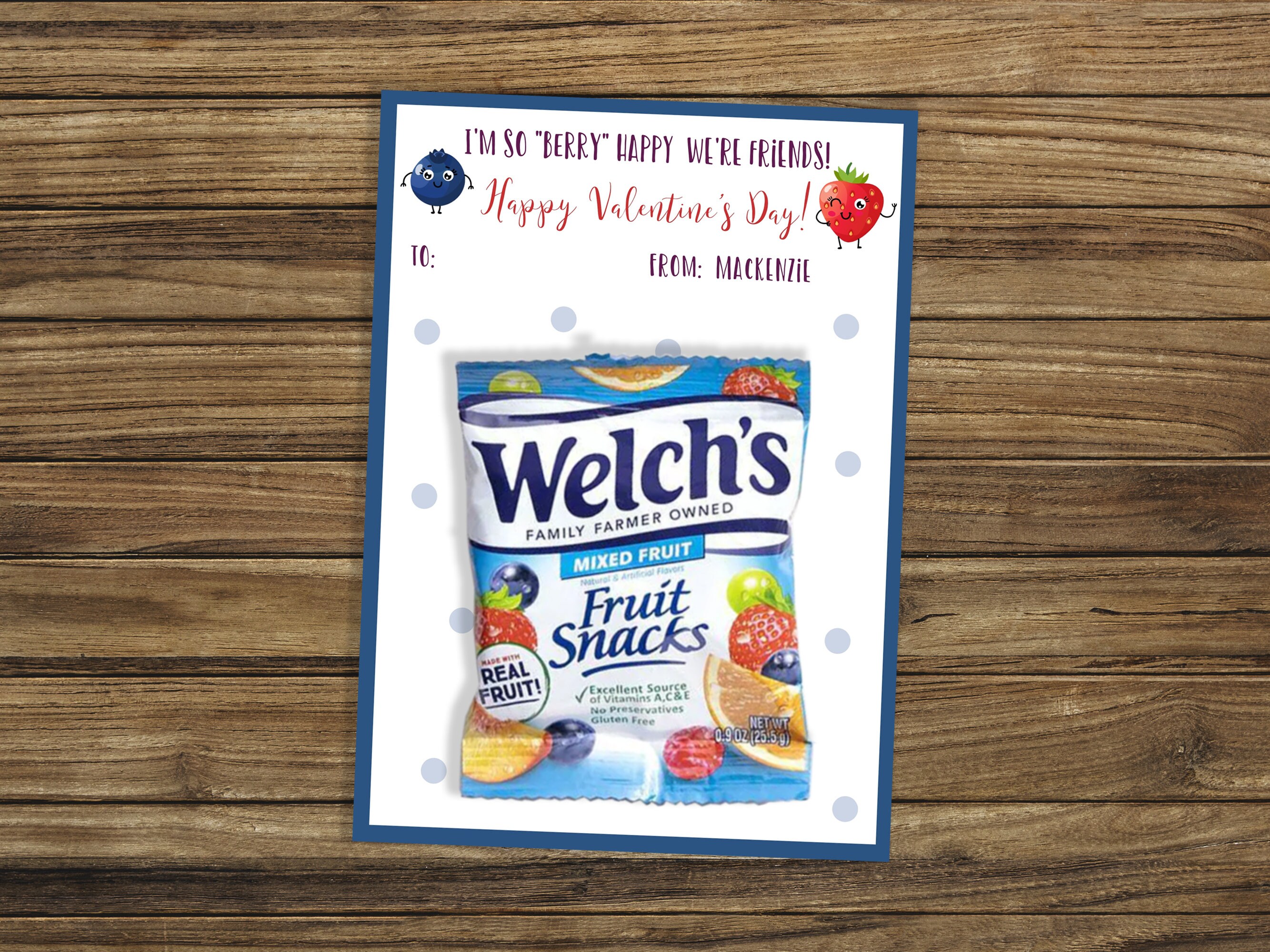 Classroom Valentines Day Printable Fruit Snacks Valentine | Etsy