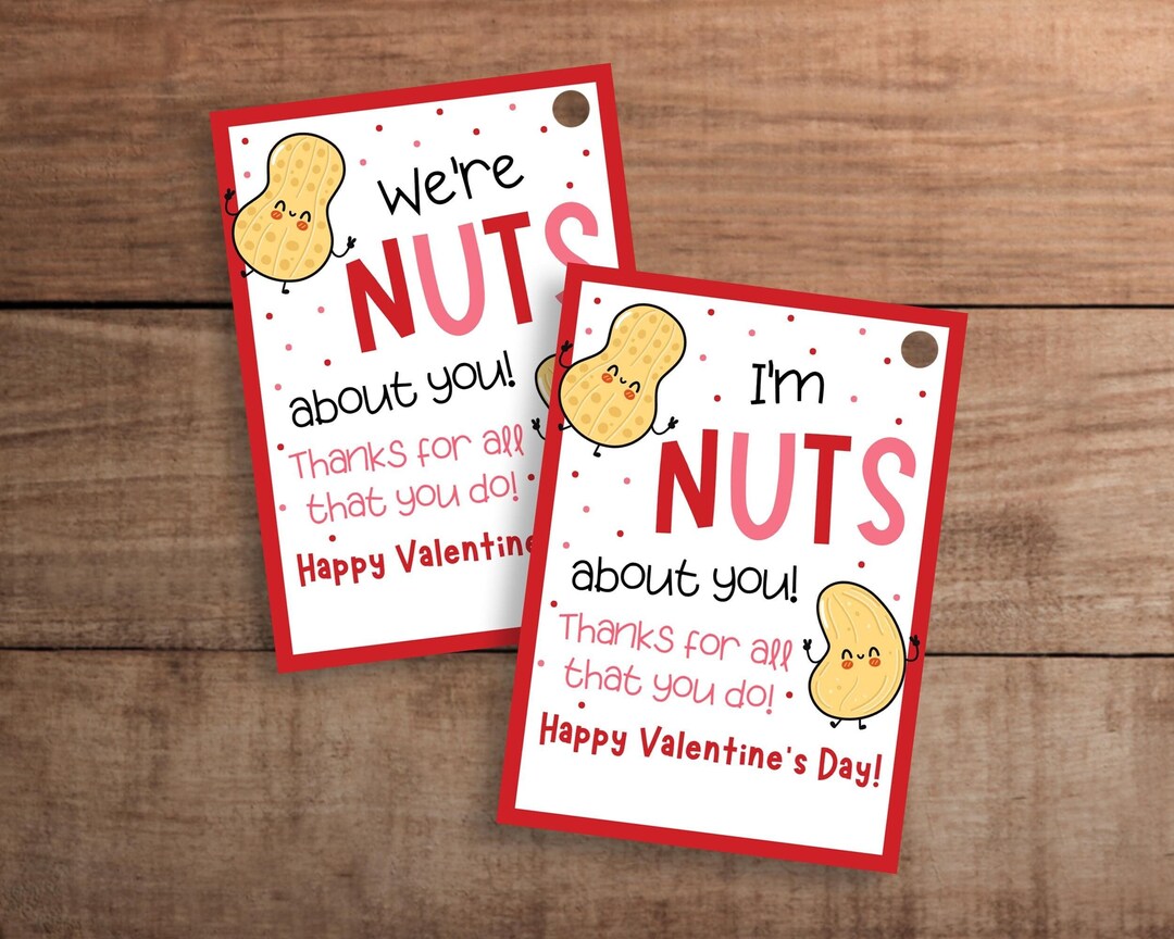 Valentine Trail Mix Nuts Pun Thank You Gift Tag Printable for Coworkers ...