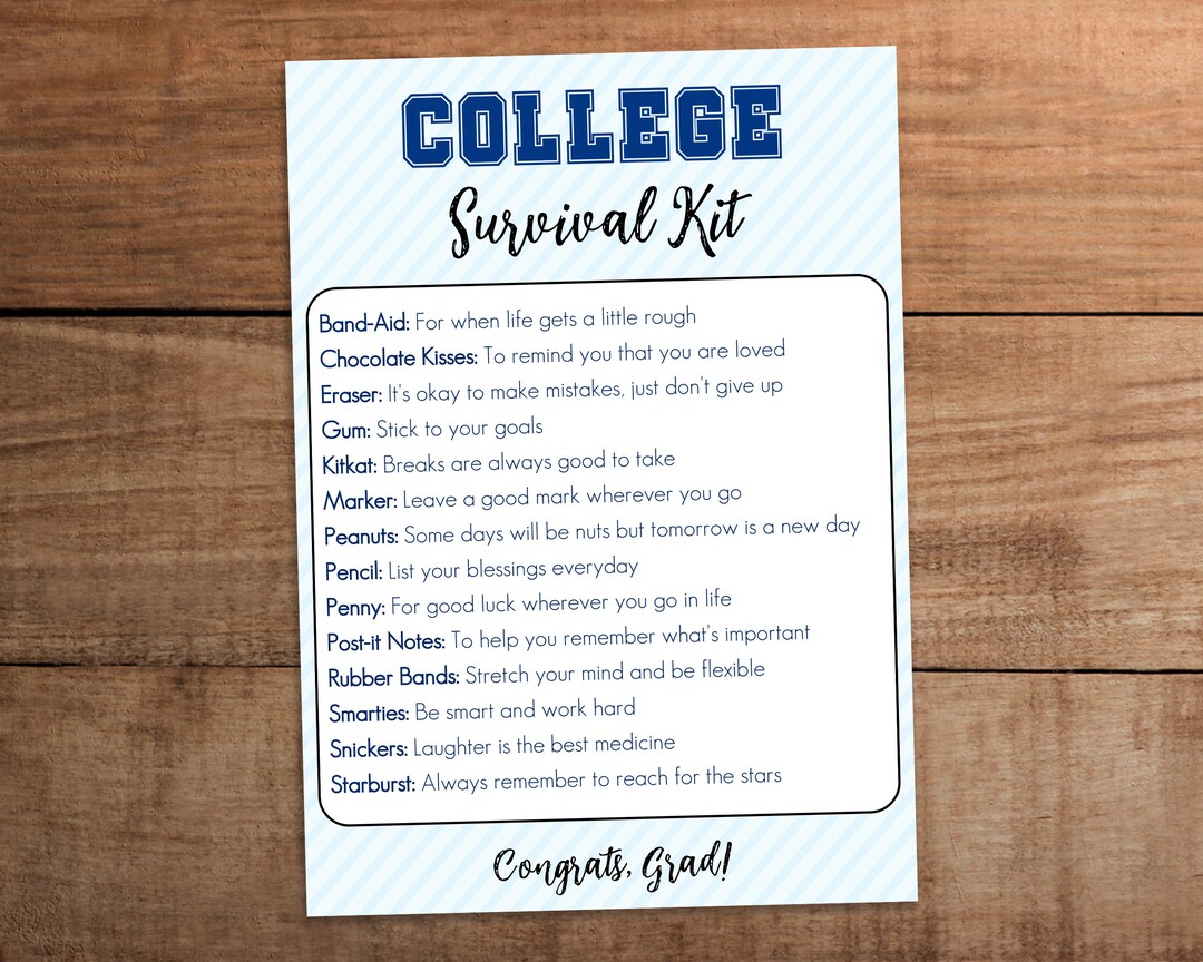 Editable College Survival Kit Printable Congratulations New Graduates ...
