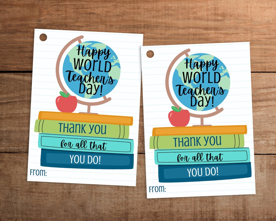 World Teacher's Day Gift Tag Appreciation Printable - Etsy