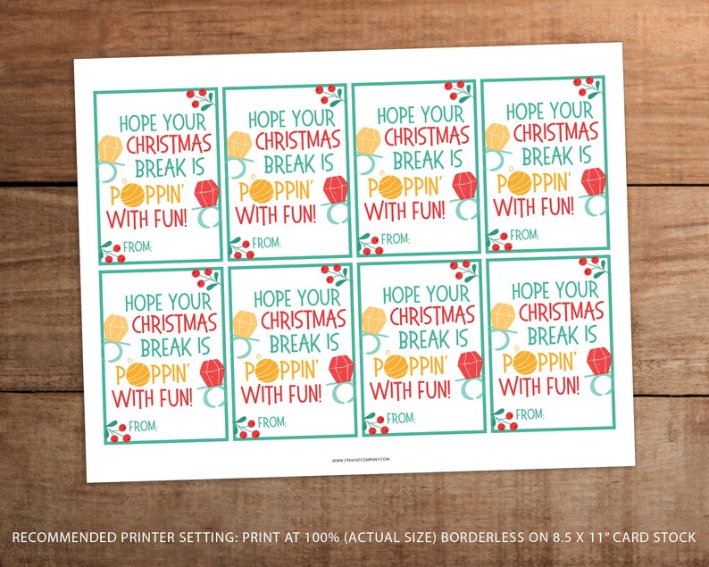 Christmas Gift Tag Ring Pop Candy Winter School Break Treats - Etsy