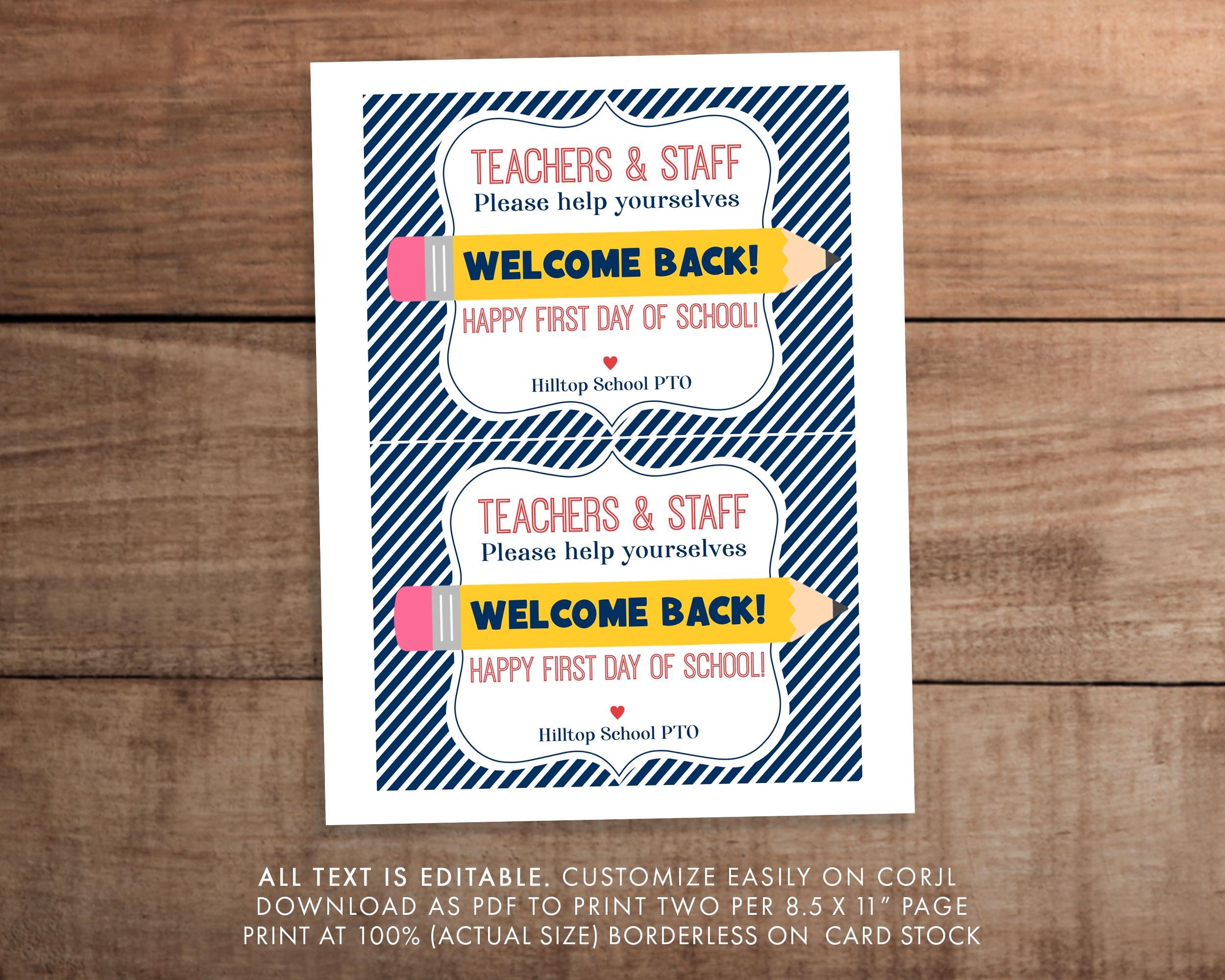 Editable Back to School Gift Tag: Teacher Appreciation Printable (PDF ...