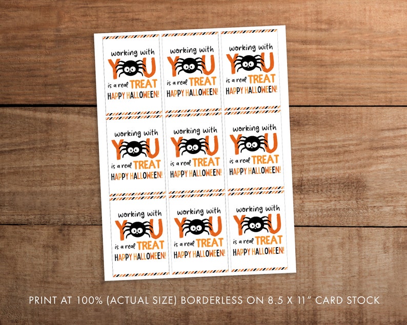 Halloween Appreciation Gift Tags, Spider Treat Design (PDF) - Etsy
