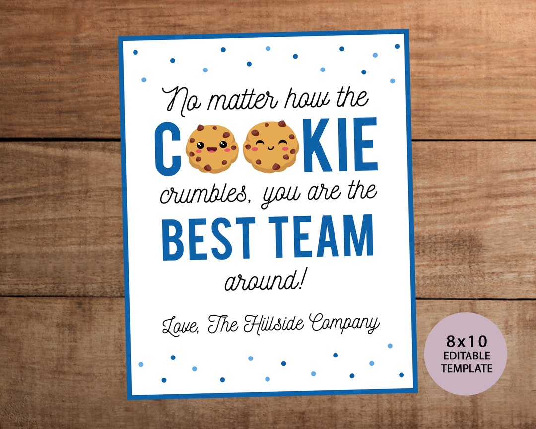 Cookie Team Appreciation Sign: 8x10 Printable (editable) - Etsy