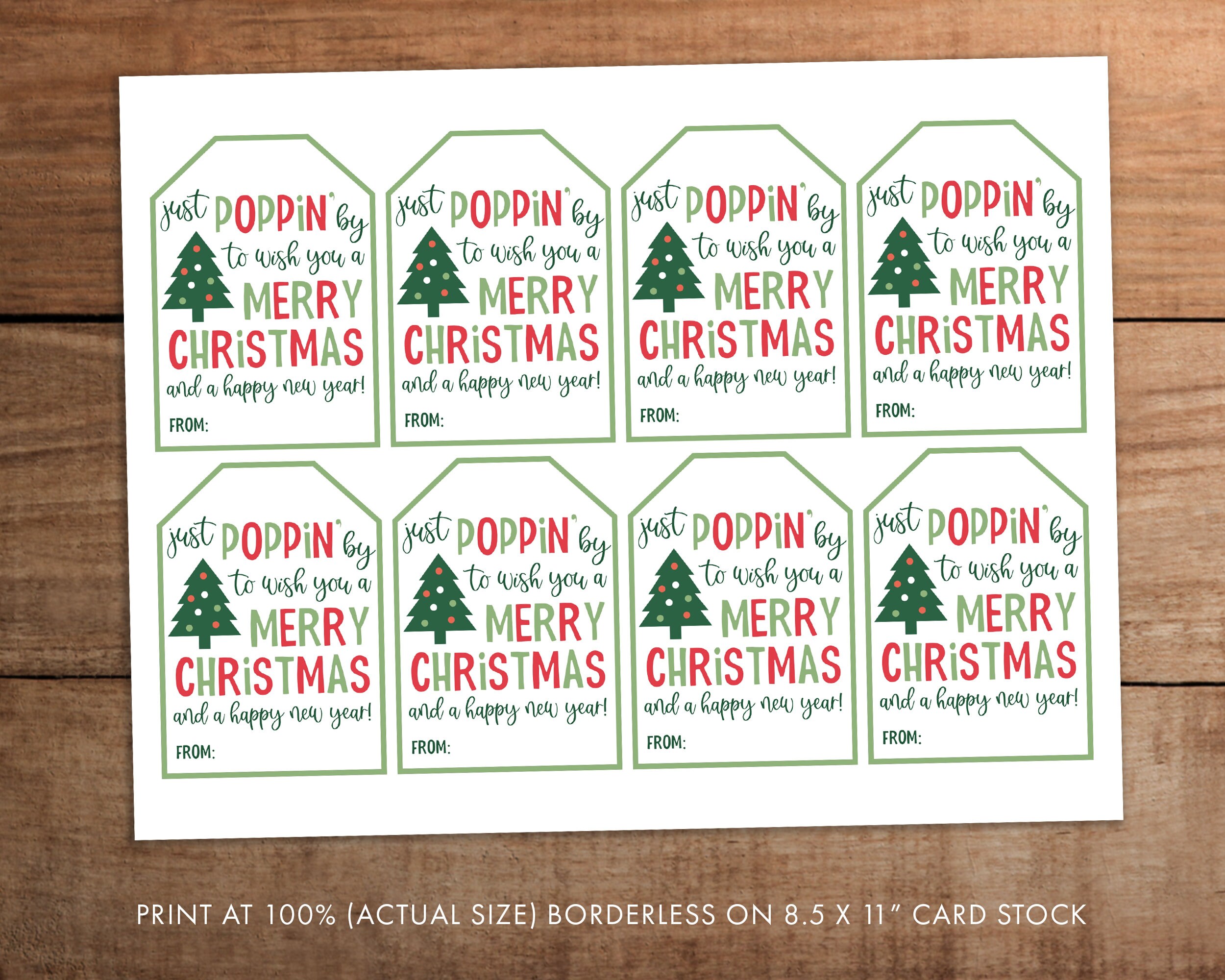 Poppin' by Christmas Gift Tag Printable for Popcorn Lollipop Fidget Toy ...