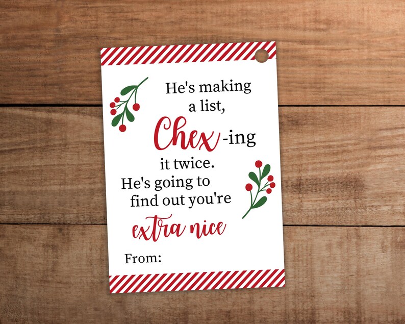 Christmas Chex Mix Gift Tag: Holiday Treat Printable (PDF Download) - Etsy