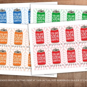 Soda Pop Gift Tag Printable for Teacher Nurse Staff Employee Team ...