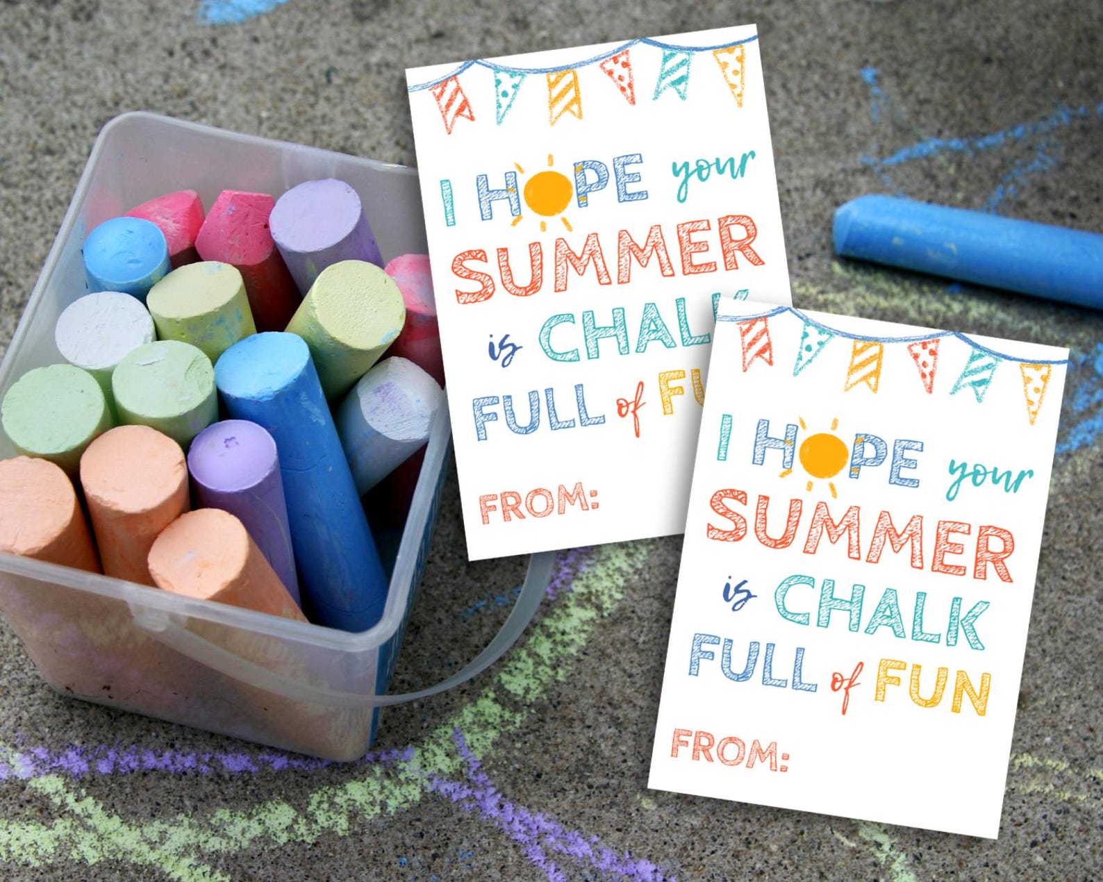 Summer Chalk Gift Tag Printable: End of School Year Favor (PDF) - Etsy