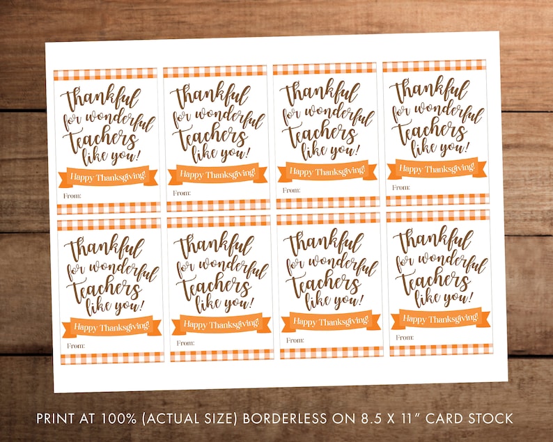Teacher Appreciation Thanksgiving Thank You Gift Tag Printable - Etsy