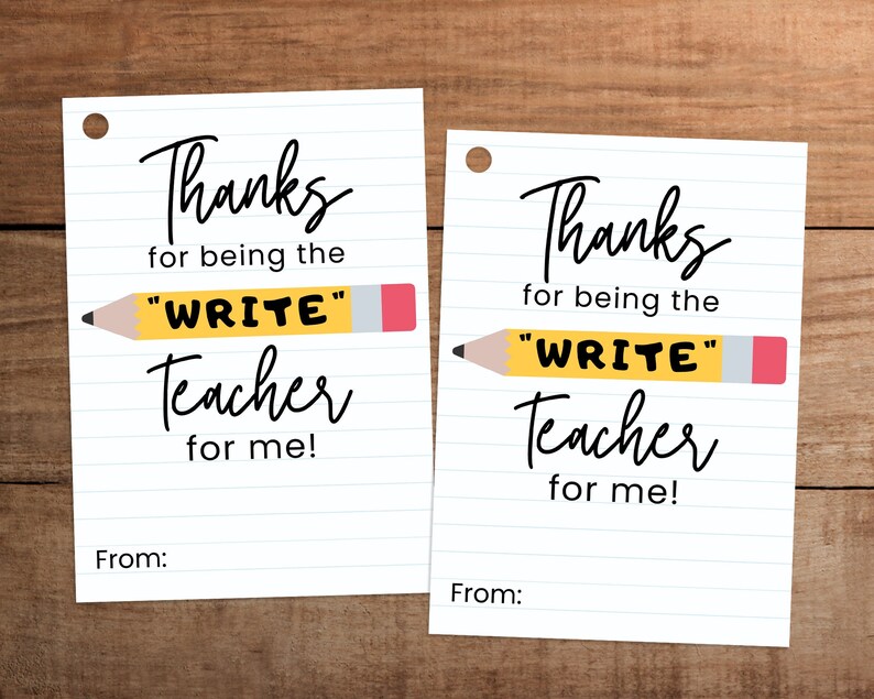 Teacher Appreciation Pencil Gift Tags Printable Thanks for - Etsy