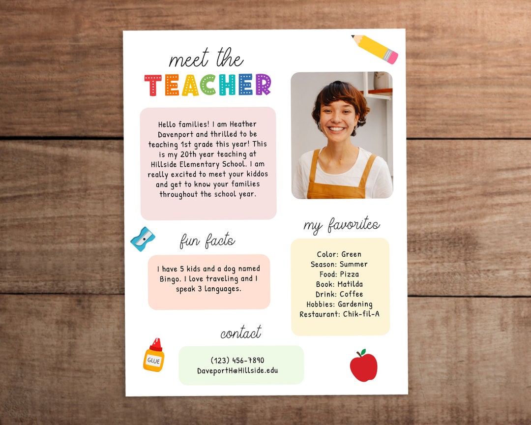 Editable Meet the Teacher Newsletter Template: Back to School Printable ...