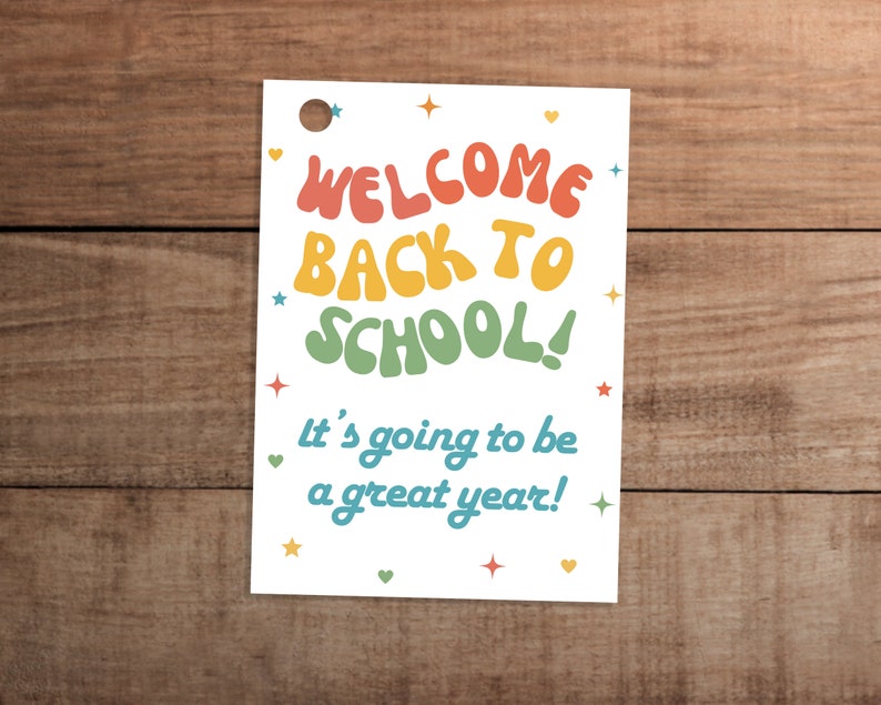 Back to School Gift Tag, Retro Style Printable, Teacher Staff Classroom ...