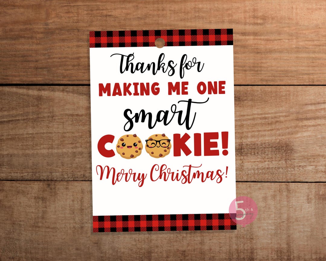 Christmas One Smart Cookie Gift Tag for Teacher Appreciation - Etsy