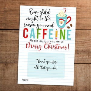 Teacher Appreciation Christmas Gift Card Holder Printable for Coffee ...