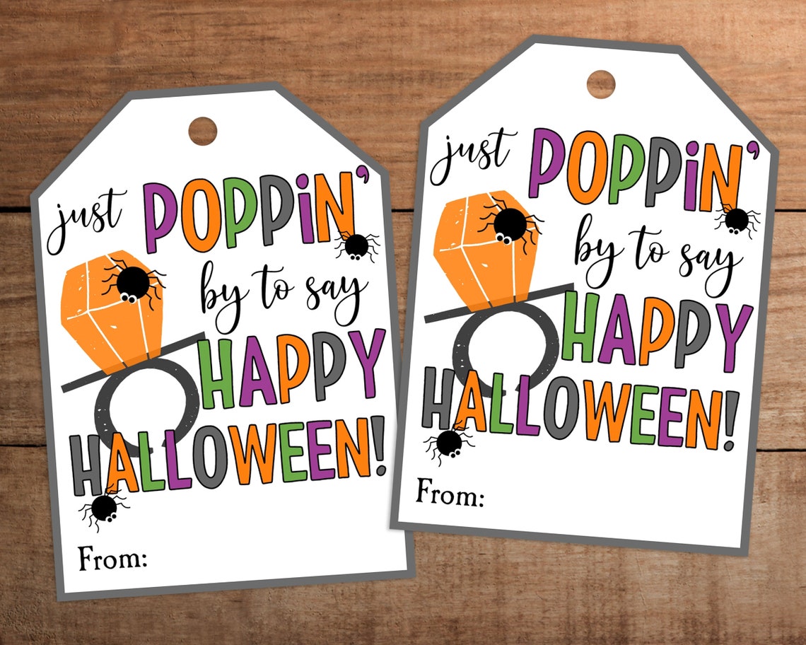 Printable Halloween Gift Tags, Just Poppin by Candy Favor Label, Ring ...