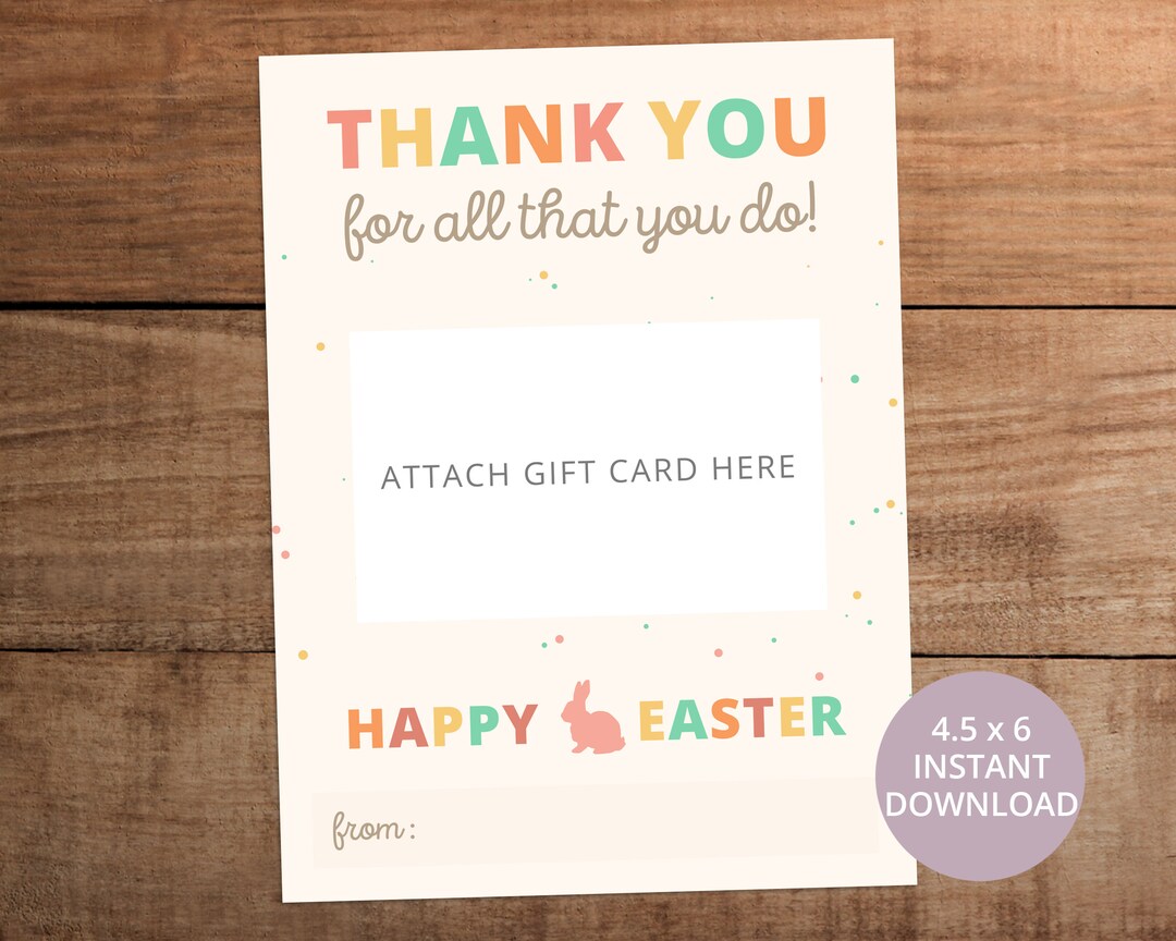 Easter Gift Card Holder Printable for Teachers Nurses Staff Employees ...