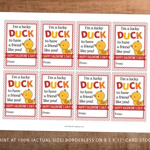 I'm a Lucky Duck to Have a Friend Like You Valentine's Day Gift Tag ...
