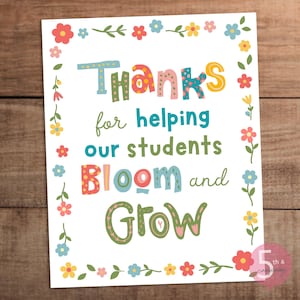 Thanks for Helping Our Students Bloom and Grow Teacher Appreciation ...