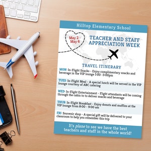 Editable Teacher and Staff Appreciation Week Itinerary Schedule of ...