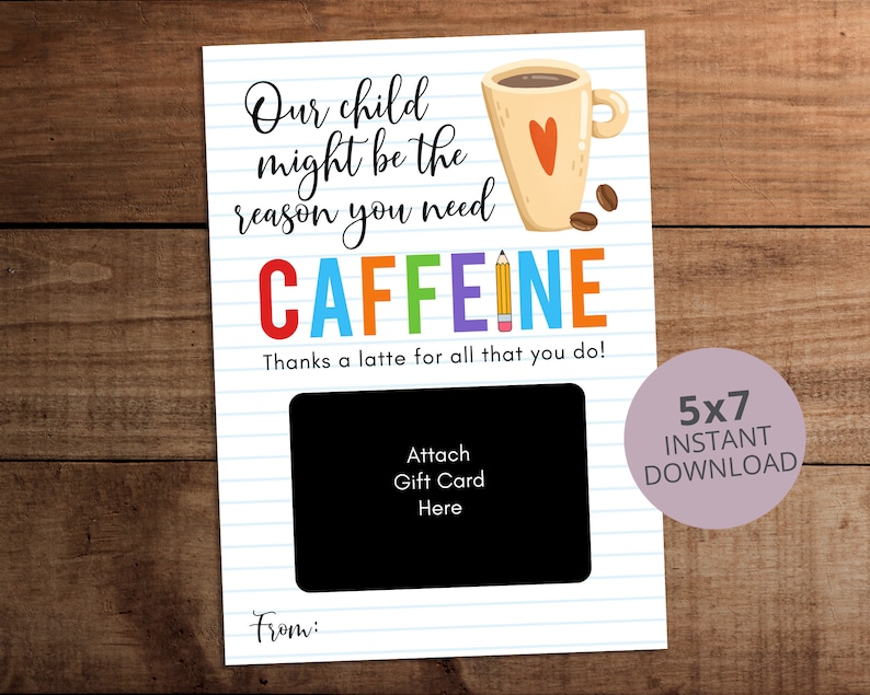 Teacher Appreciation Coffee Caffeine Gift Card Holder - Etsy