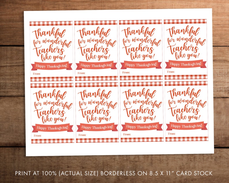 Thanksgiving Gift Tag Printable Teacher Appreciation Thank You Tag ...