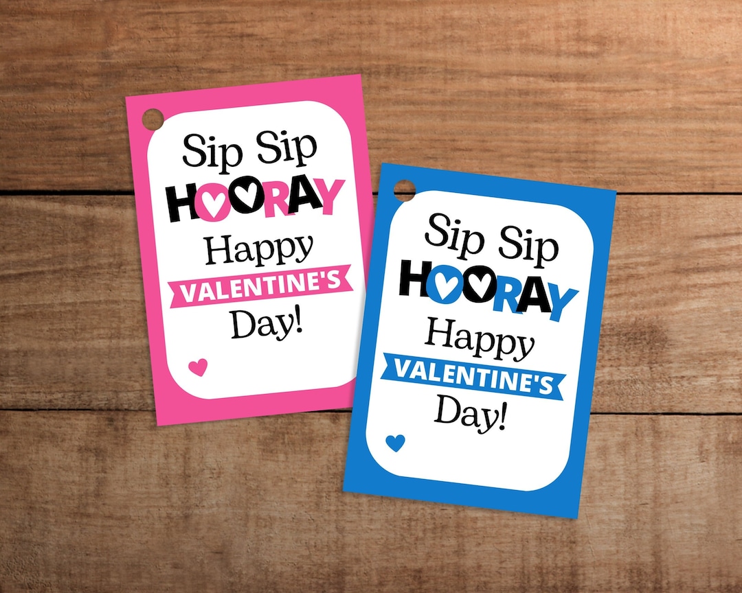 Sip Sip Hooray Valentine Silly Straw Gift Tags Kids Classroom Exchange ...