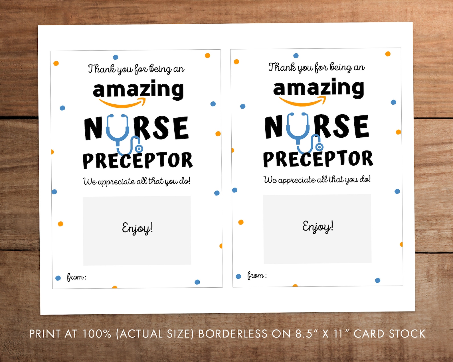 Printable Amazon Gift Card Holder for Nurse Preceptor - Etsy
