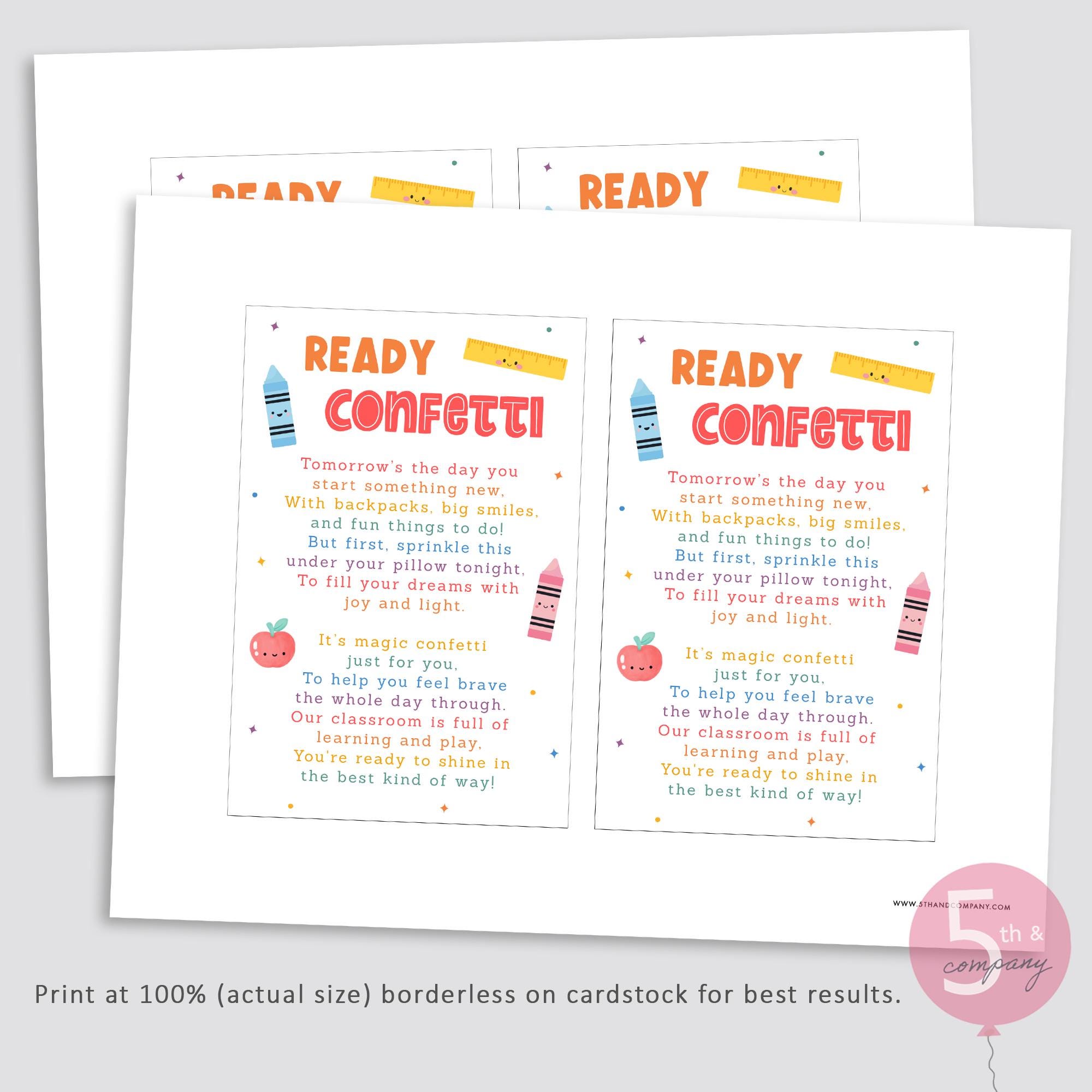 Ready Confetti Poem Printable: Night Before School Gift - Etsy