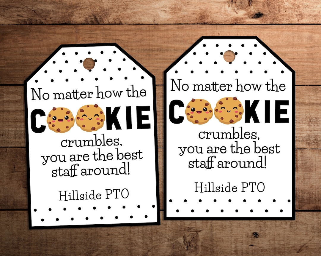Cookie Gift Tag Printable for Teacher, Staff, Employee, Nurse ...