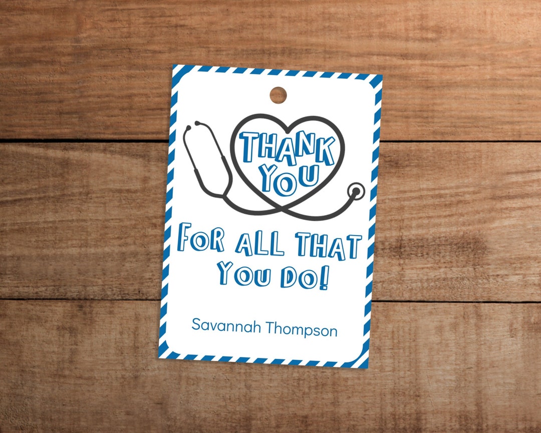 Thank You Gift Tag Printable for Nurse Doctor Nursing Assistant Tech ...
