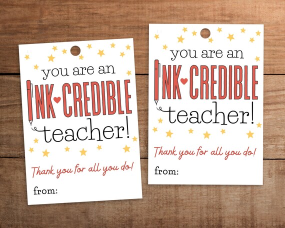 Pen Thank You Gift Tag Printable for Inkcredible Teacher - Etsy Canada