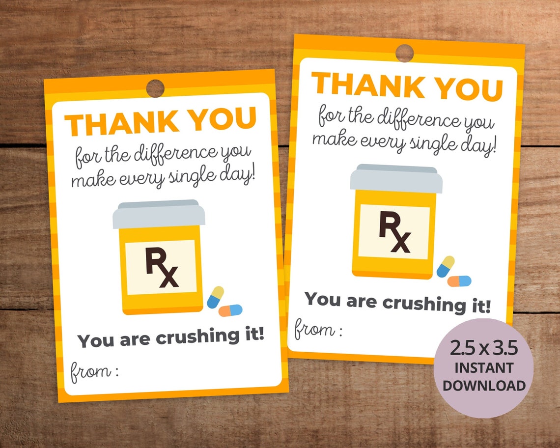 Pharmacist Appreciation Thank You Gift Tags Printable - Etsy